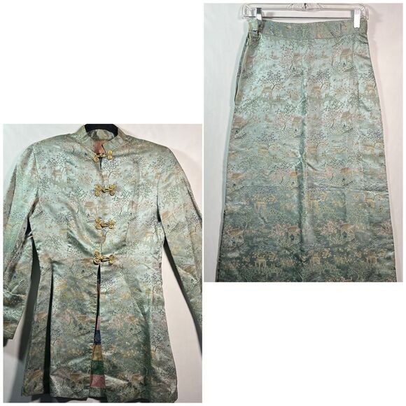 Kimonos & Yukatas | Vintage 195s Japanese Silk Blue Brocade Azumaya ...